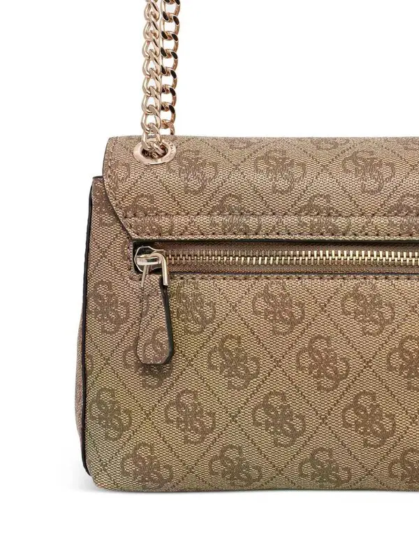 Guess Monogram Pattern Shoulder Bag With Chain Strap