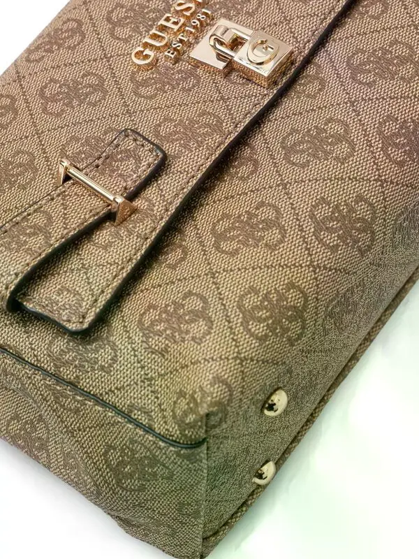 Guess Monogram Pattern Shoulder Bag With Chain Strap