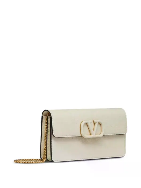 Valentino Garavani Vlogo Signature Grainy Calfskin Wallet With Chain