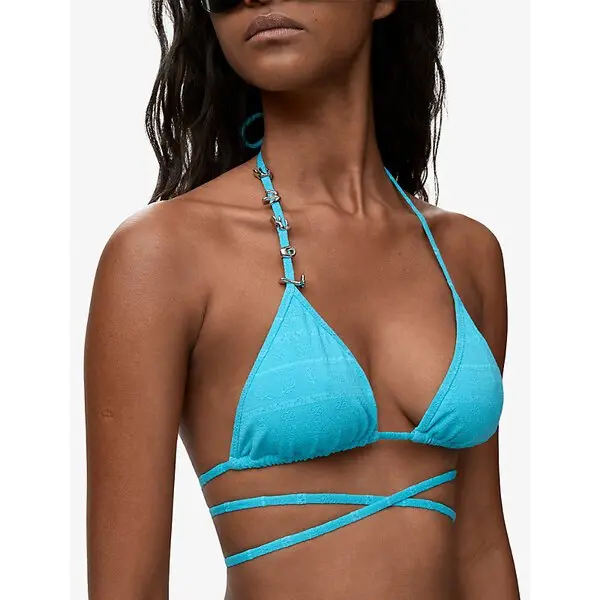 Loewe X Paula's Ibiza Embellished Floral Triangle Bikini Top
