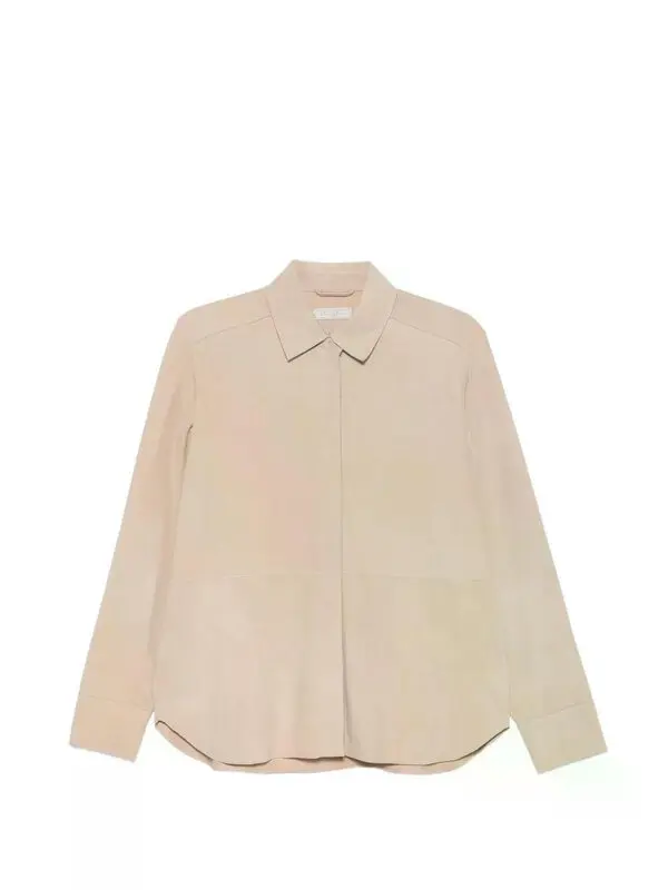 Antonelli Firenze Suede-finish Leather Shirt - Neutrals