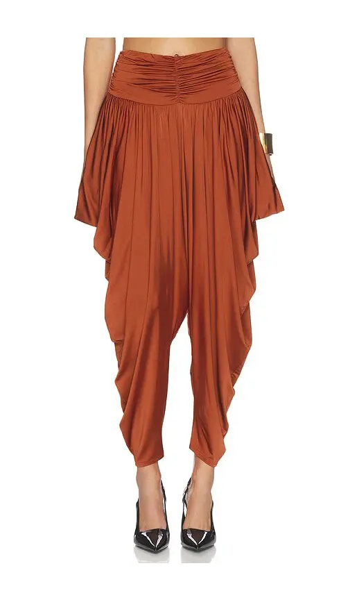 Balmain Pleated Fluid Jersey Shiny Pant - Rust