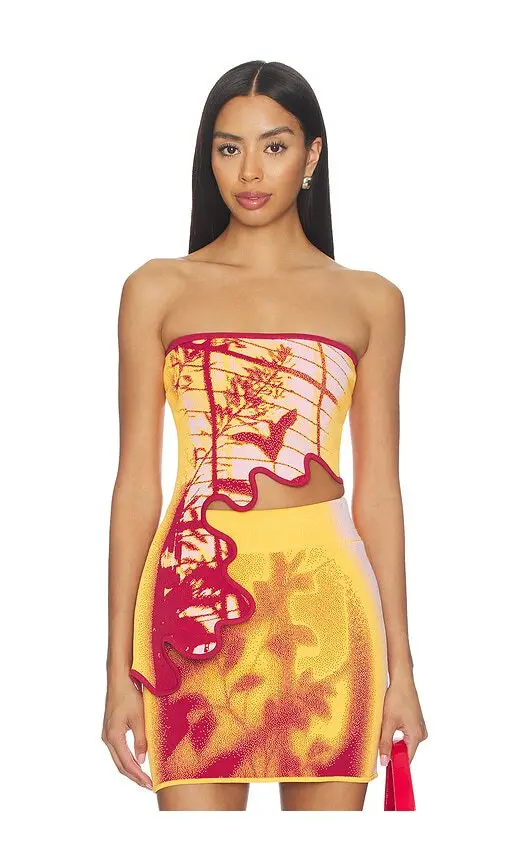 Ph5 Strapless Asymmetrical Bra Top - Orange