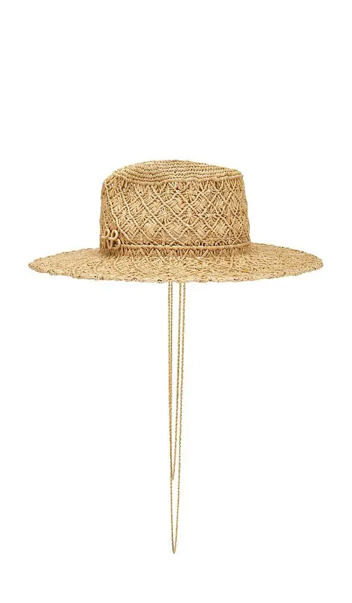 Ruslan Baginskiy Straw Fedora Hat With Double Chain Detail