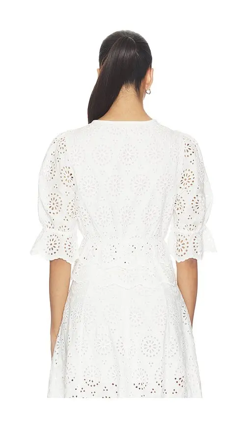 FRAME The Deco Eyelet Tiered Blouse