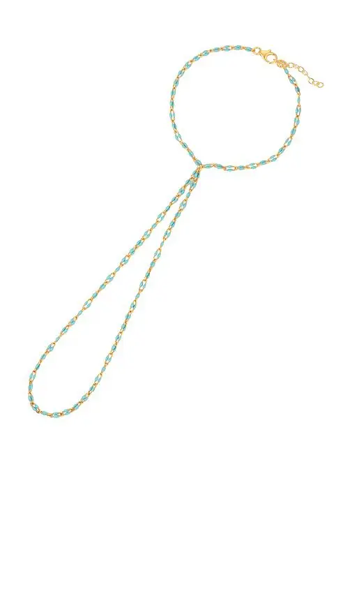 NAIIA 14k Gold-filled Hand Chain Bracelet With Turquoise Enamel Accents - Teal