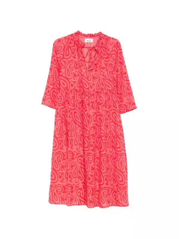 NIU Paisley Print Tie Midi Dress
