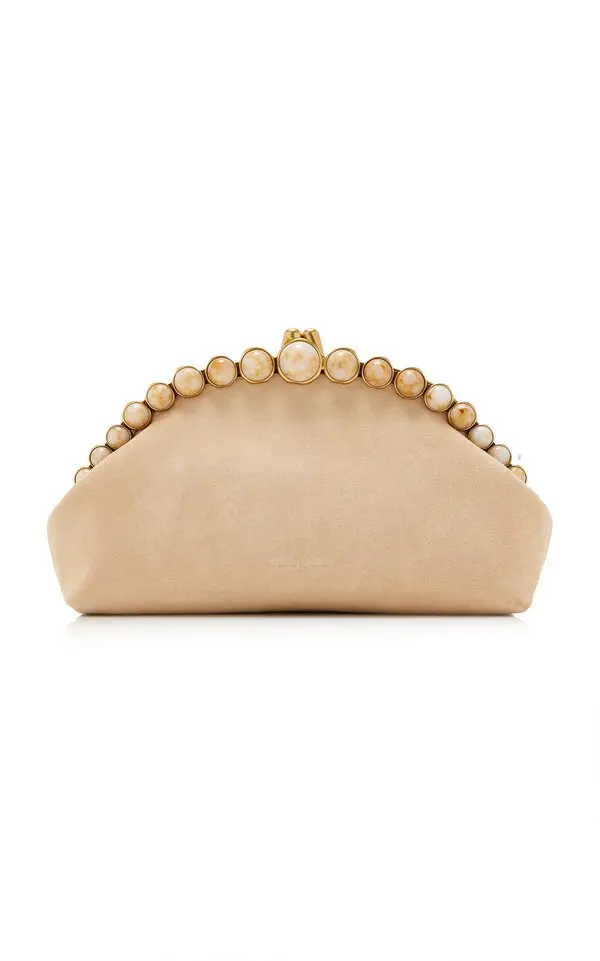 Cult Gaia Una Suede Clutch - Neutral