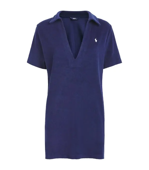 Polo Ralph Lauren Towelling Collared Mini Dress - Navy