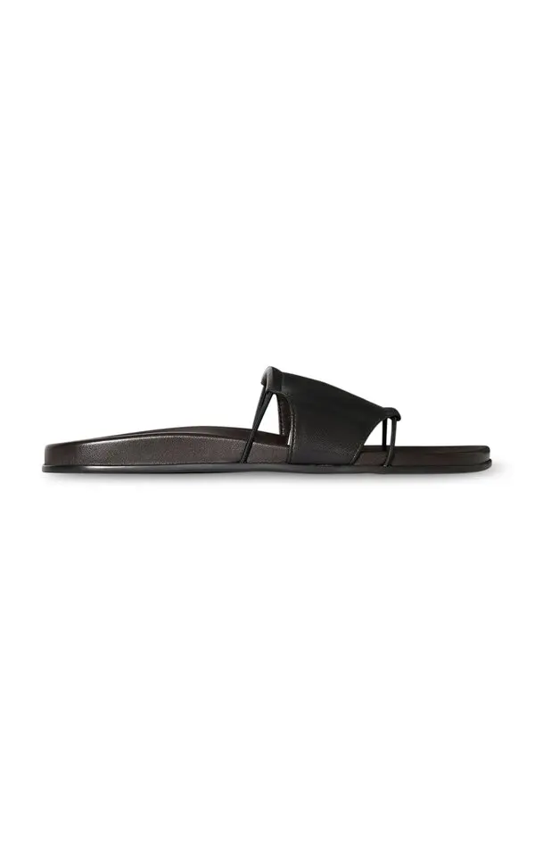 THE ROW Vivienne Leather Slide Sandals - Black