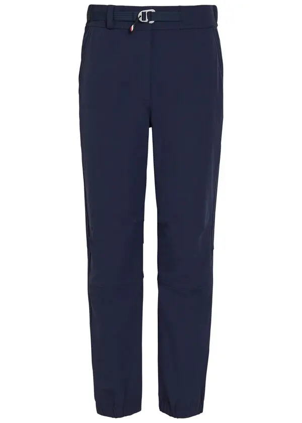 Moncler Logo-embroidered Stretch-polyamide Trousers - Blue