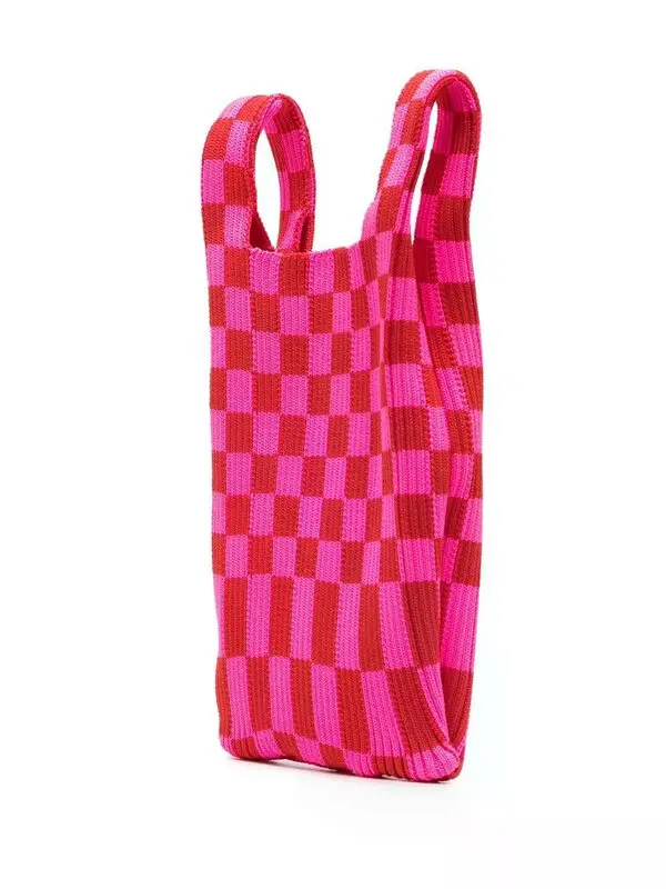 LASTFRAME Checkerboard Pleated Satchel Bag
