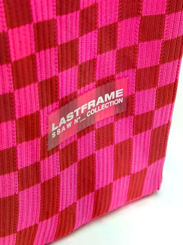 LASTFRAME Checkerboard Pleated Satchel Bag