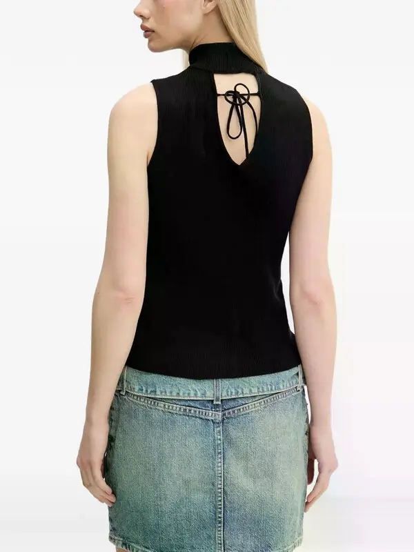 Karl Lagerfeld Ribbed Knit Mock Neck Top