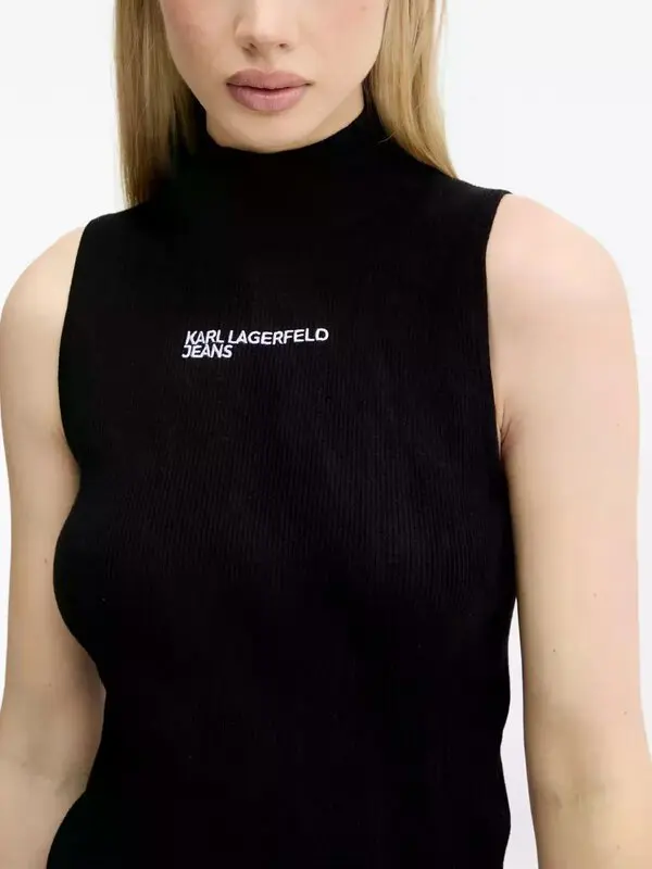 Karl Lagerfeld Ribbed Knit Mock Neck Top