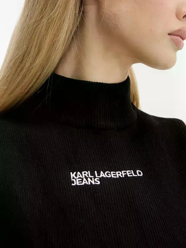 Karl Lagerfeld Ribbed Knit Mock Neck Top