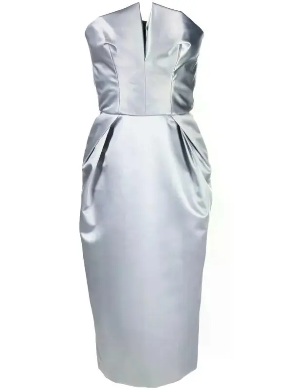 MAISON MARGIELA Strapless Draped Midi Dress - Blue