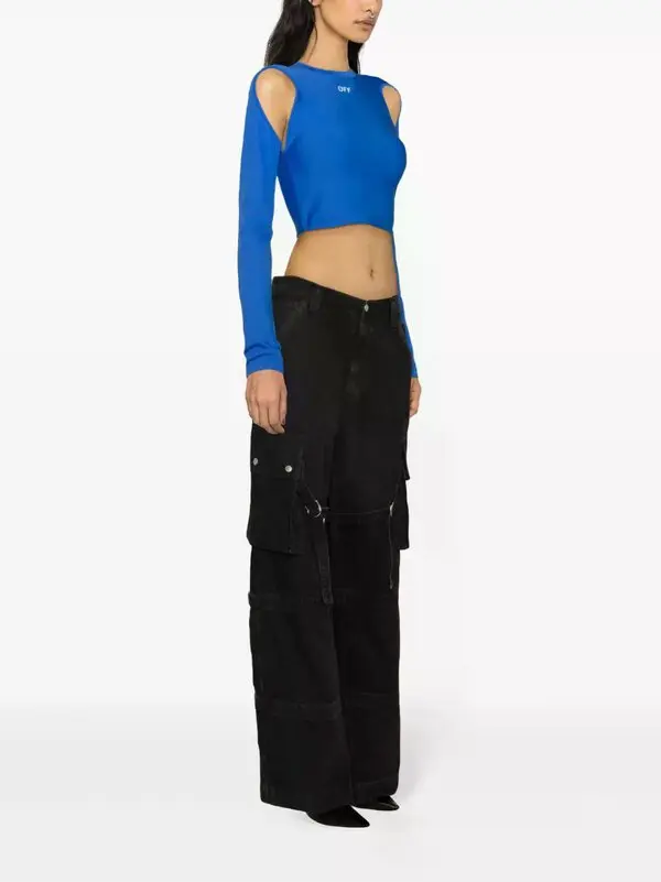 Off-White Logo-stamp Cut-out Blouse - Blue