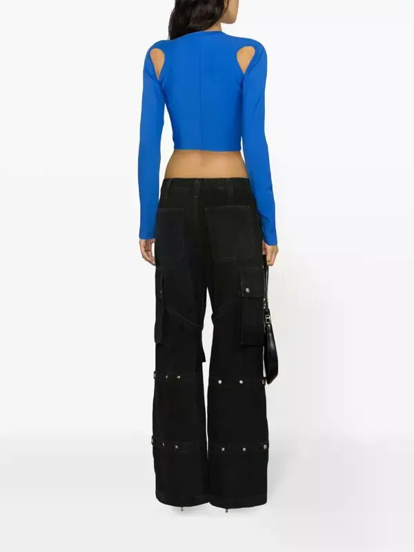 Off-White Logo-stamp Cut-out Blouse - Blue
