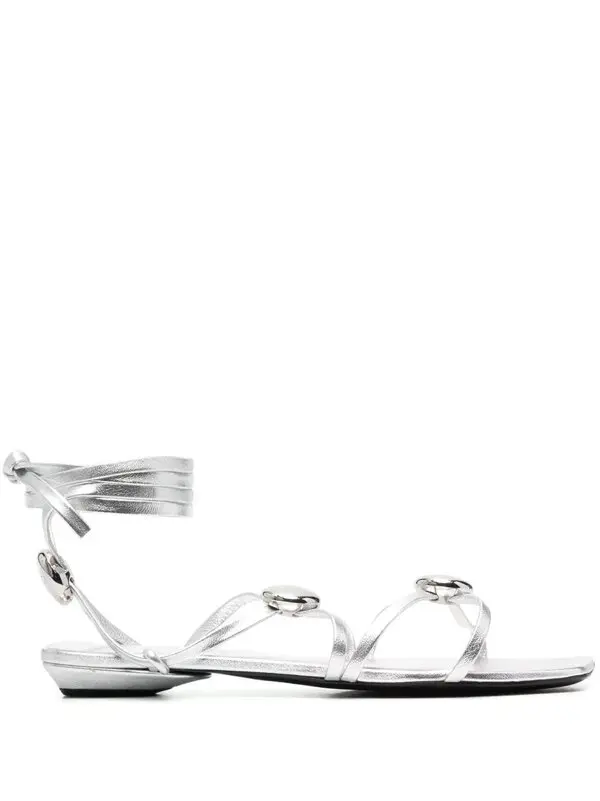 Bruno Frisoni Calf Leather Square-toe Strappy Sandals - Silver