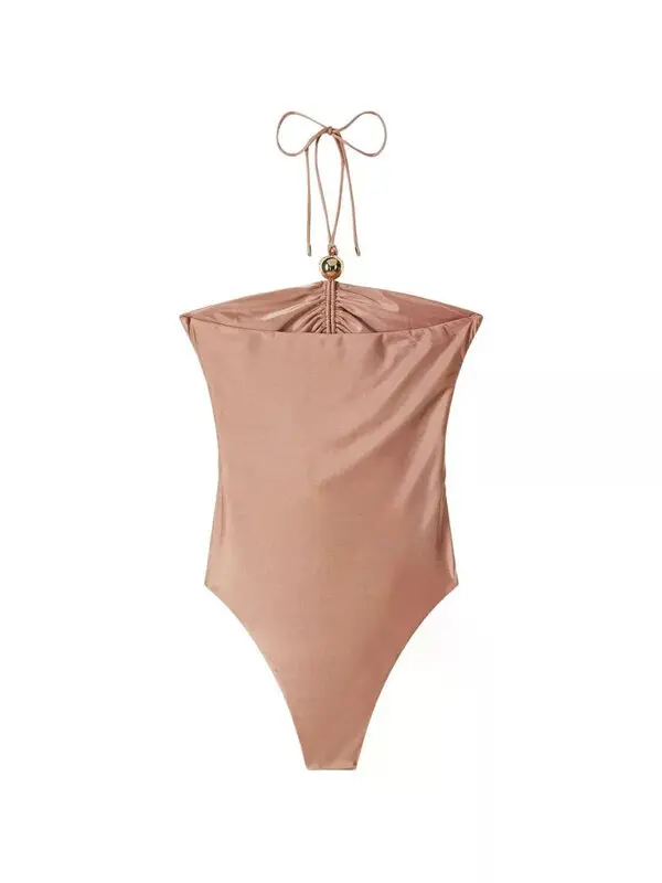 Patrizia Pepe Ruched Halterneck Swimsuit