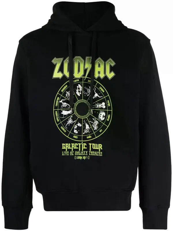 Neil Barrett Zodiac-print Cotton Hoodie - Black