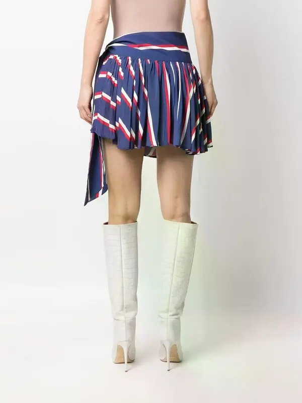 Balmain Pleated Striped Miniskirt