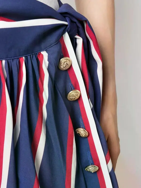 Balmain Pleated Striped Miniskirt