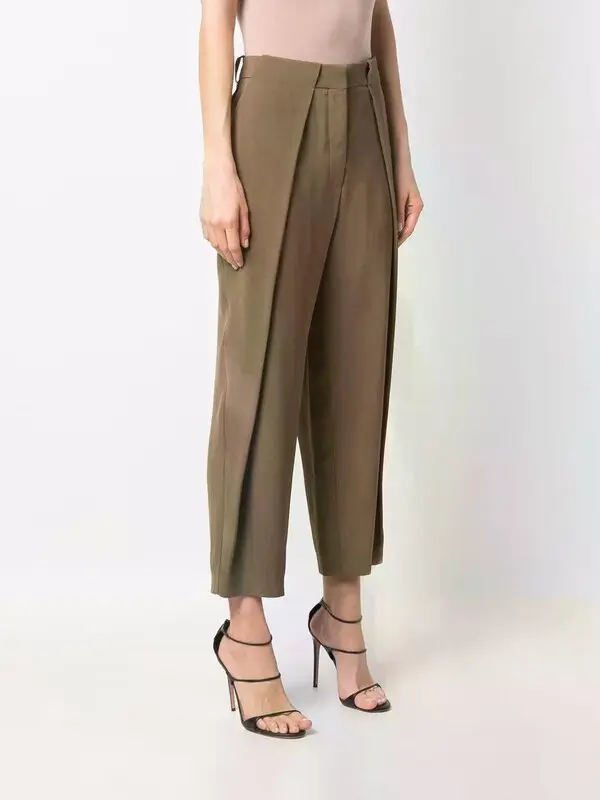 Balmain High-waisted Pleated Cropped Trousers