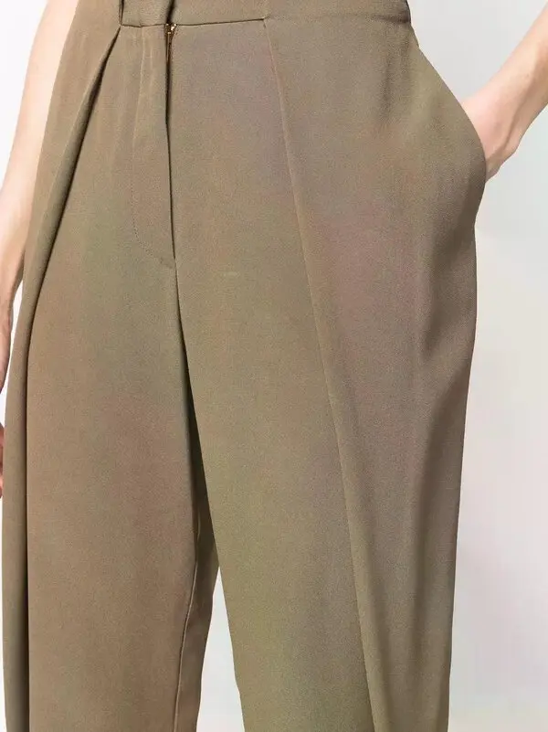 Balmain High-waisted Pleated Cropped Trousers