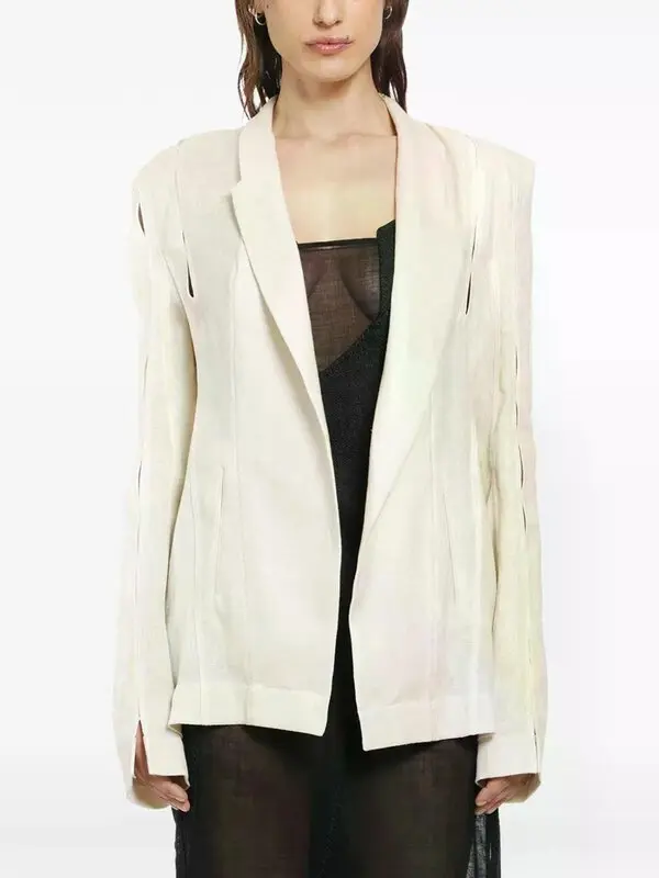 YEHUAFAN Open-front Long-sleeve Blazer With Cut-out Detailing - Neutrals