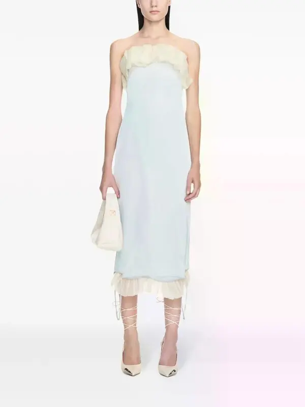 Off-White Ruffle-trim Bandeau Midi Dress