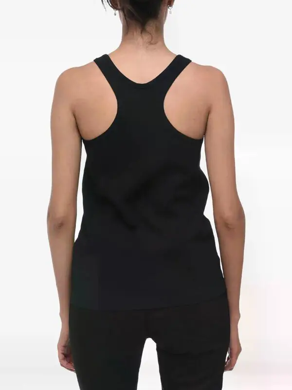 JIL SANDER Ribbed Knit Racer Back Top - Black