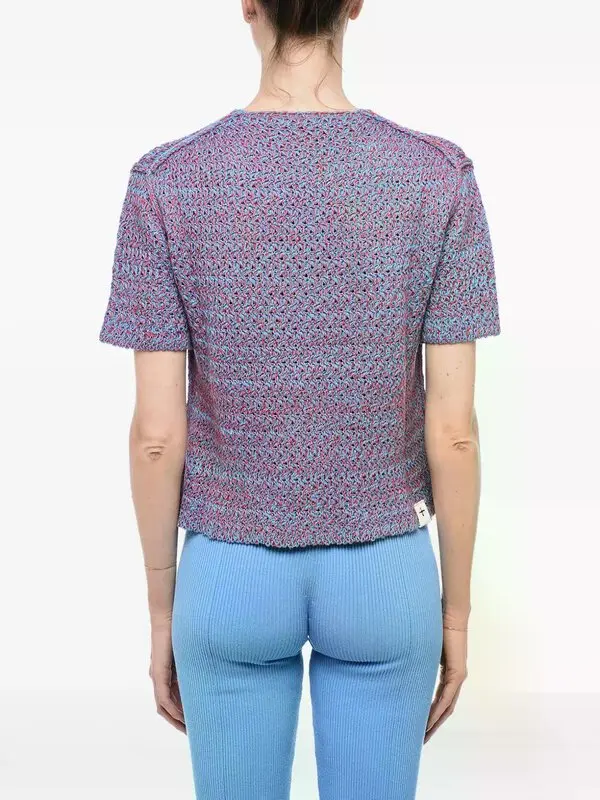 JIL SANDER Open-knit Short-sleeve Top - Blue