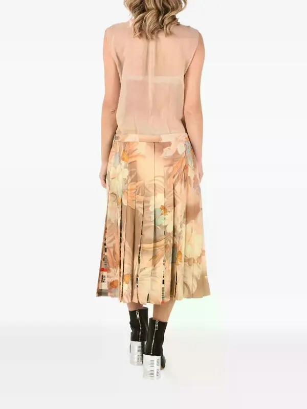 MAISON MARGIELA Pleated Floral-print Midi Dress - Neutrals