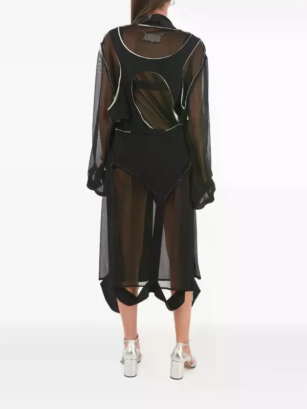 MAISON MARGIELA Sheer Overlay Cut-out Belted Midi Dress