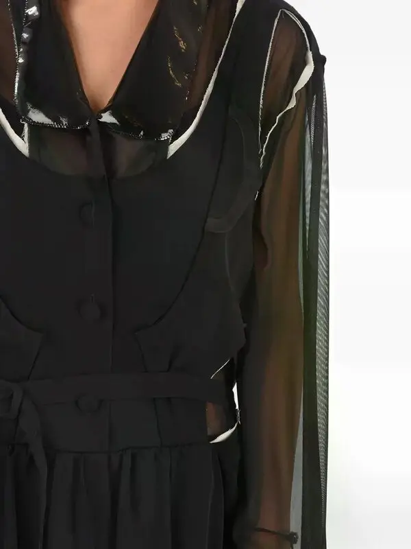 MAISON MARGIELA Sheer Overlay Cut-out Belted Midi Dress