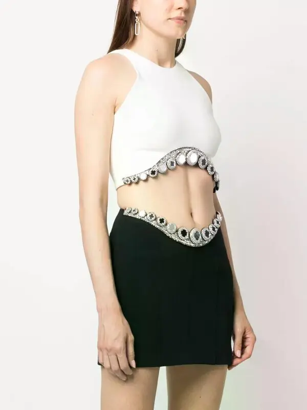 David Koma Crystal Embellished Cropped Top