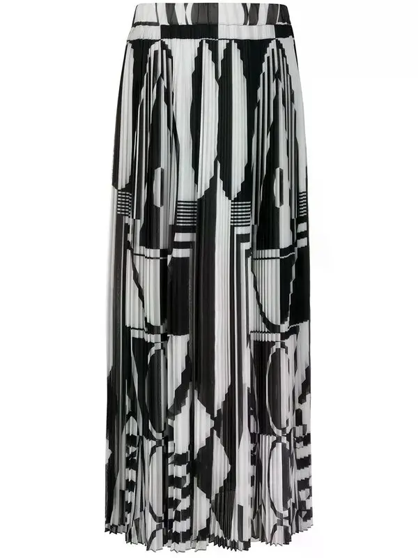 Balmain Geometric-print Pleated Ankle-length Skirt
