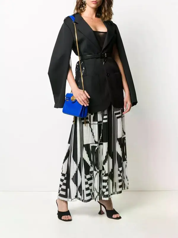 Balmain Geometric-print Pleated Ankle-length Skirt