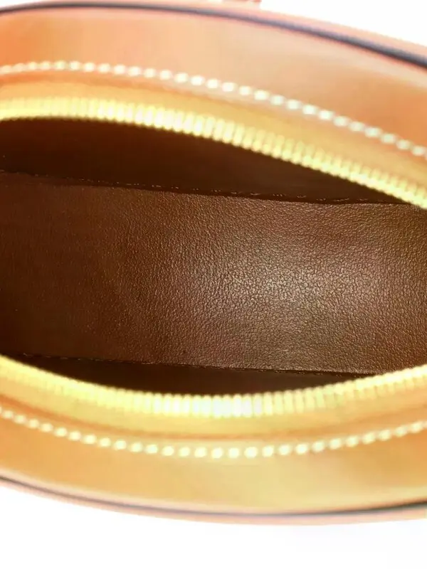 Celine Triomphe Oval Canvas And Leather Crossbody Bag - Brown