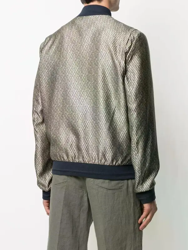 Corneliani Micro-print Silk Bomber Jacket