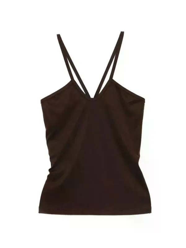 Imperial Spaghetti Strap V-neck Top - Brown