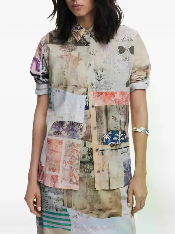 Desigual Patchwork Print Cotton Shirt