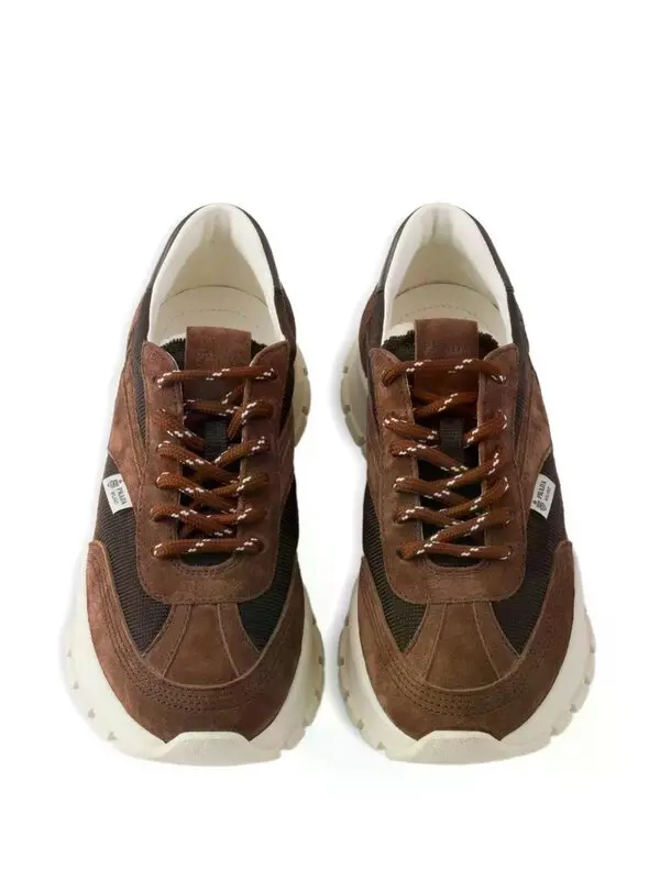 Prada Mesh And Suede Sneakers - Brown