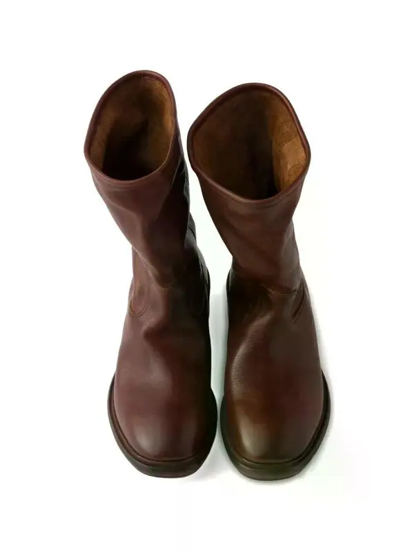 Prada Vintage Effect Leather Mid-calf Boots