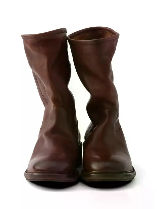 Prada Vintage Effect Leather Mid-calf Boots