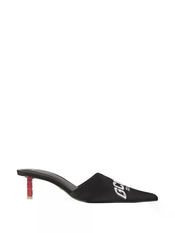 Gcds Logo-embroidered Pointed Toe Mules - Black