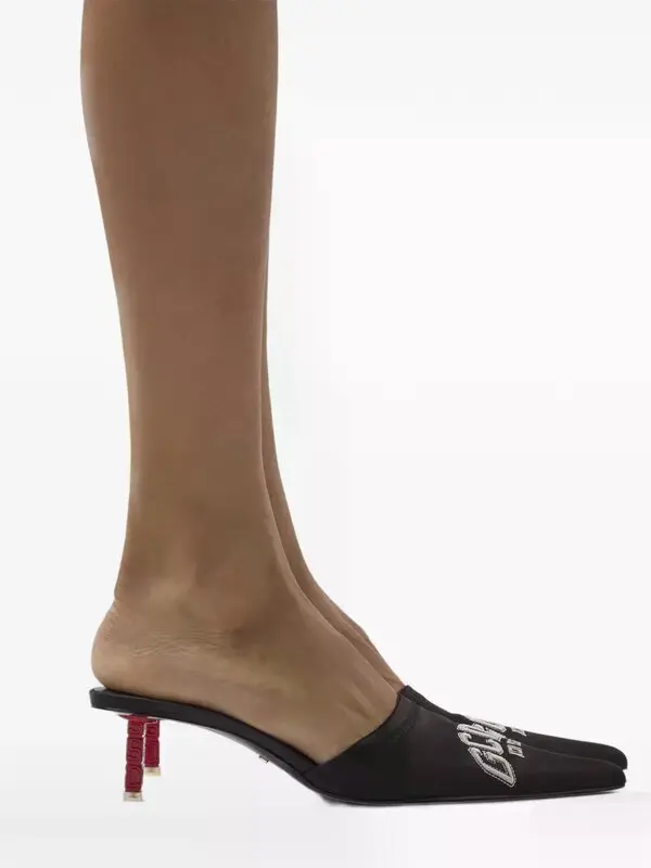 Gcds Logo-embroidered Pointed Toe Mules - Black