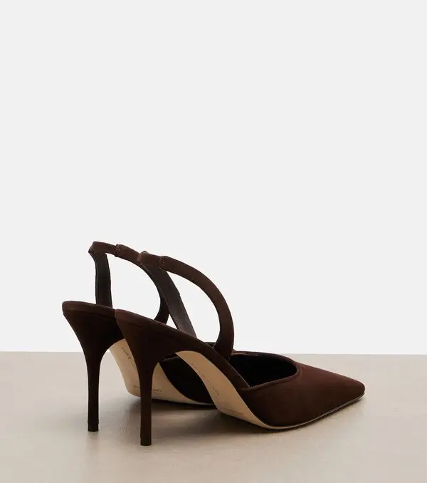 Manolo Blahnik Suede Slingback Pumps - Brown
